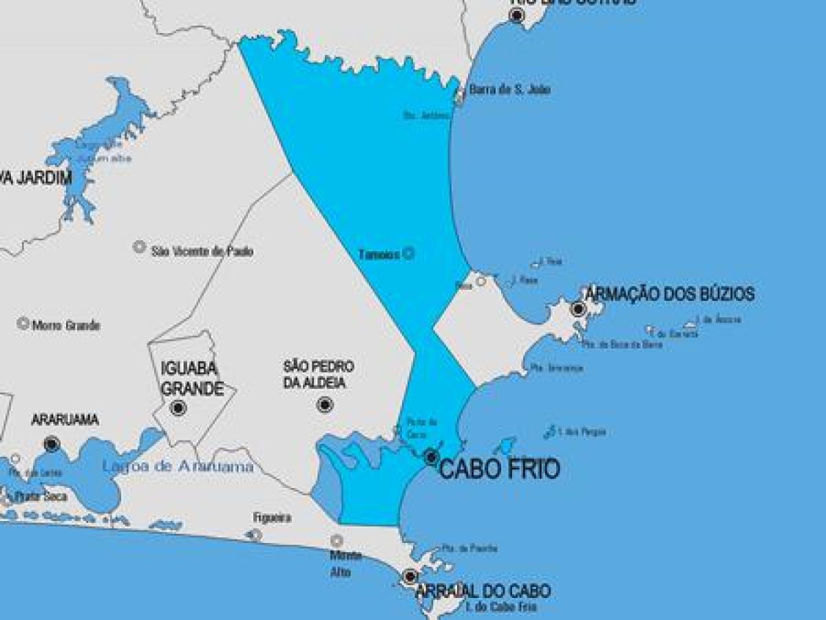 Cabo Frio, município do mapa - Mapa de Cabo Frio município (Brésil)