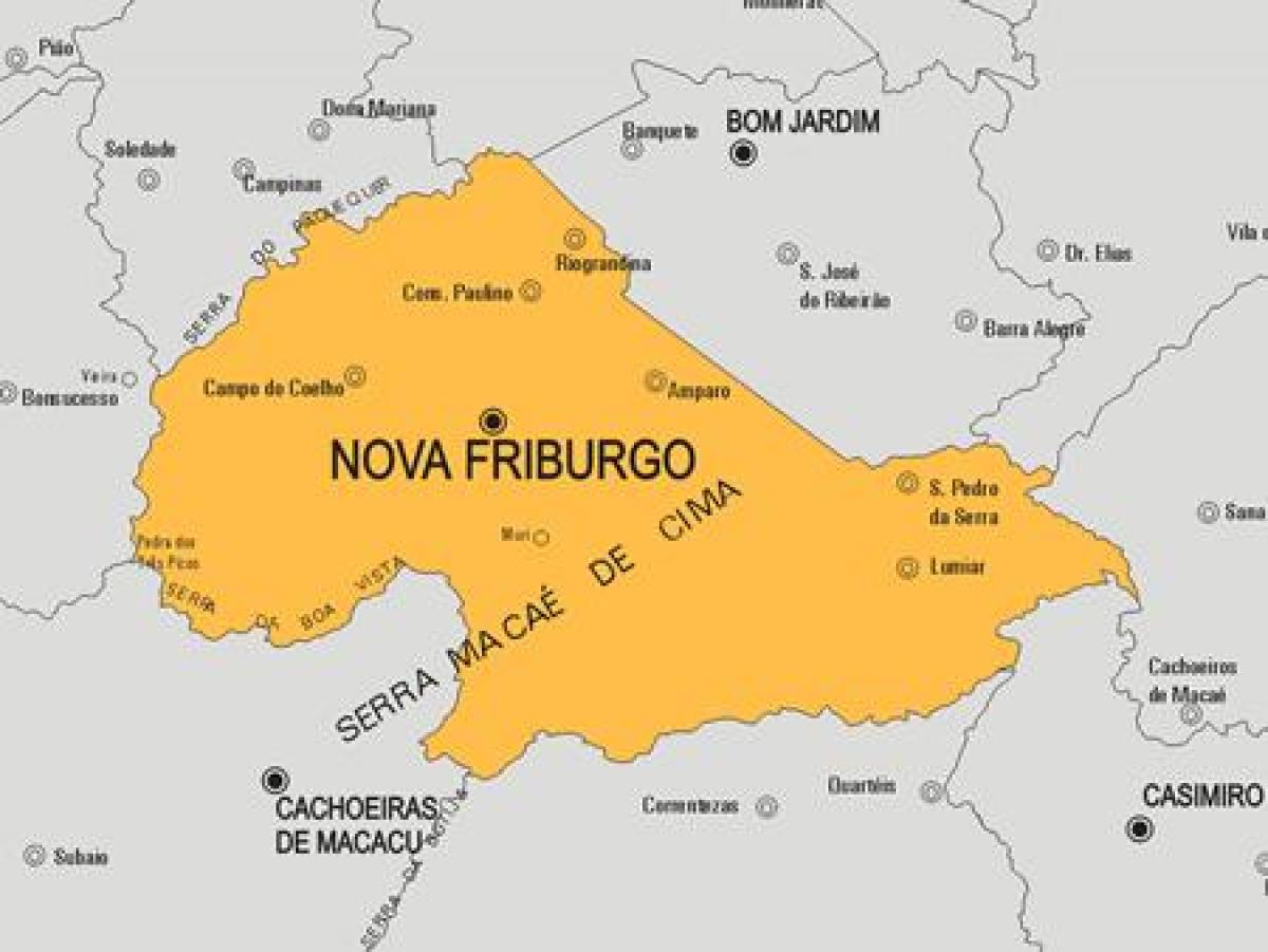 Nova Friburgo, município de mapa - Mapa de Nova Friburgo município (Brésil)