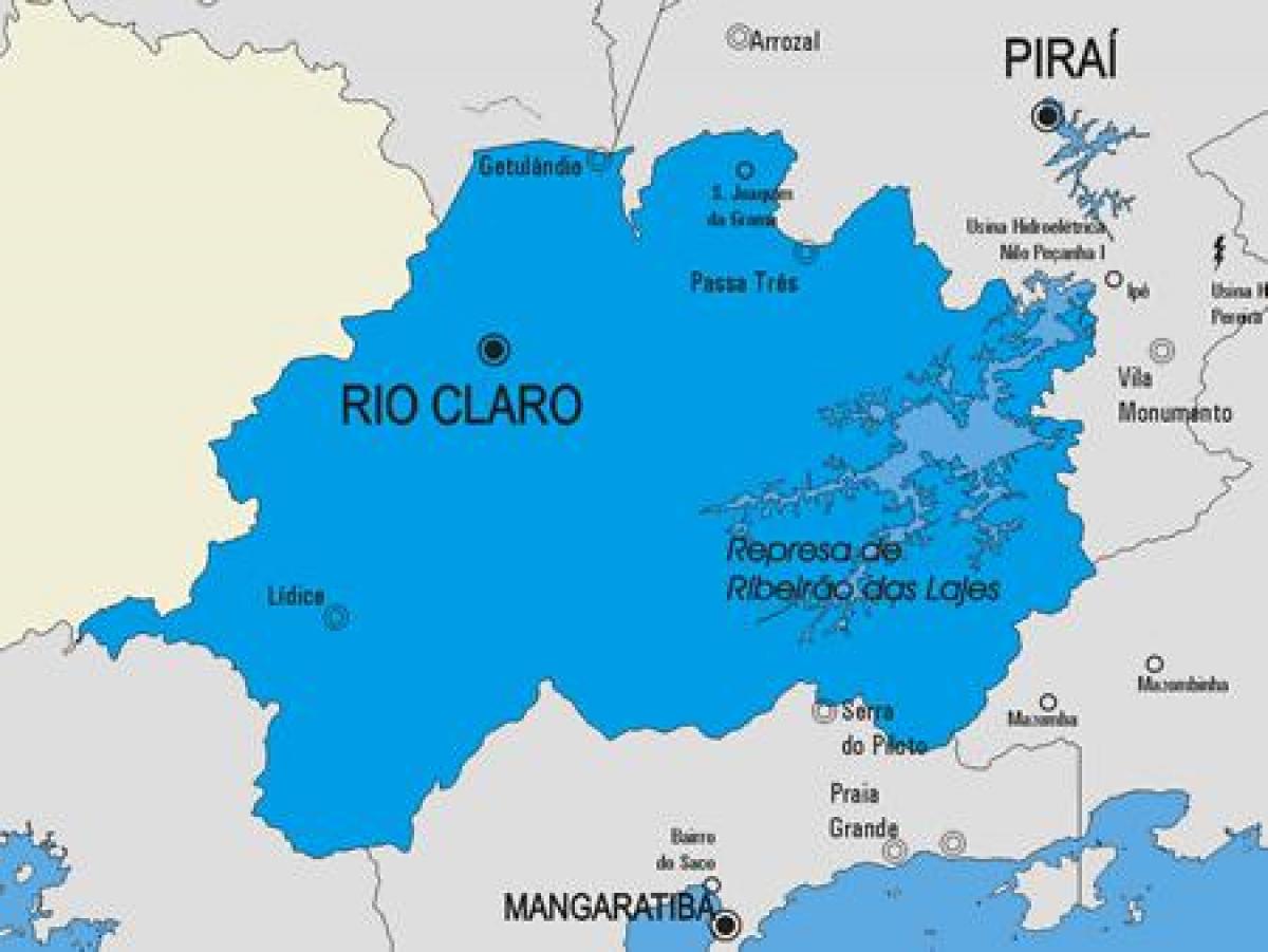 Rio Claro município de mapa - Mapa de Rio Claro município (Brésil)
