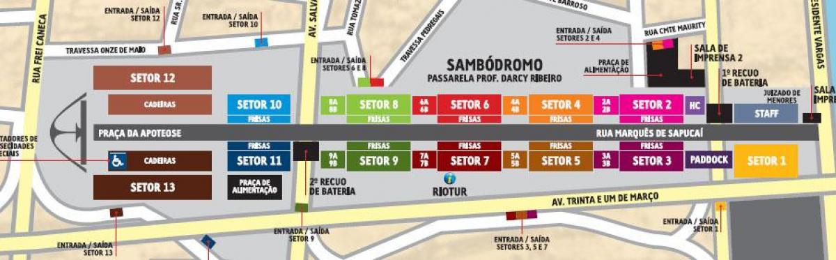 Sambódromo do mapa - Mapa do Sambódromo (Brésil)